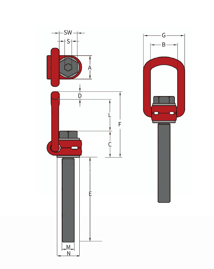 Lifting Point POWERTEX LPD with a long bolt | Lifting Gear UK